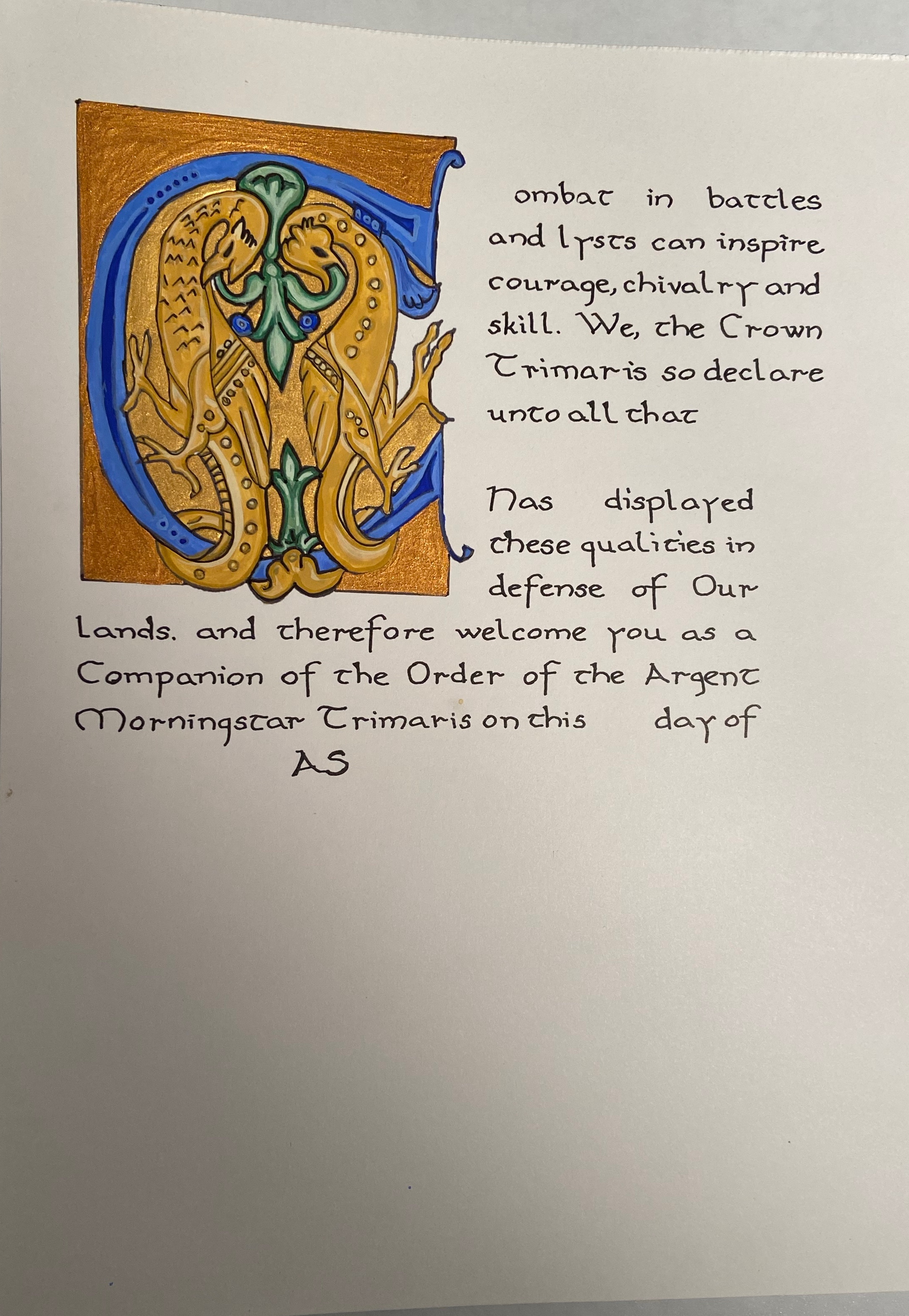 Trimaris – Lizzies SCA Scribal Project