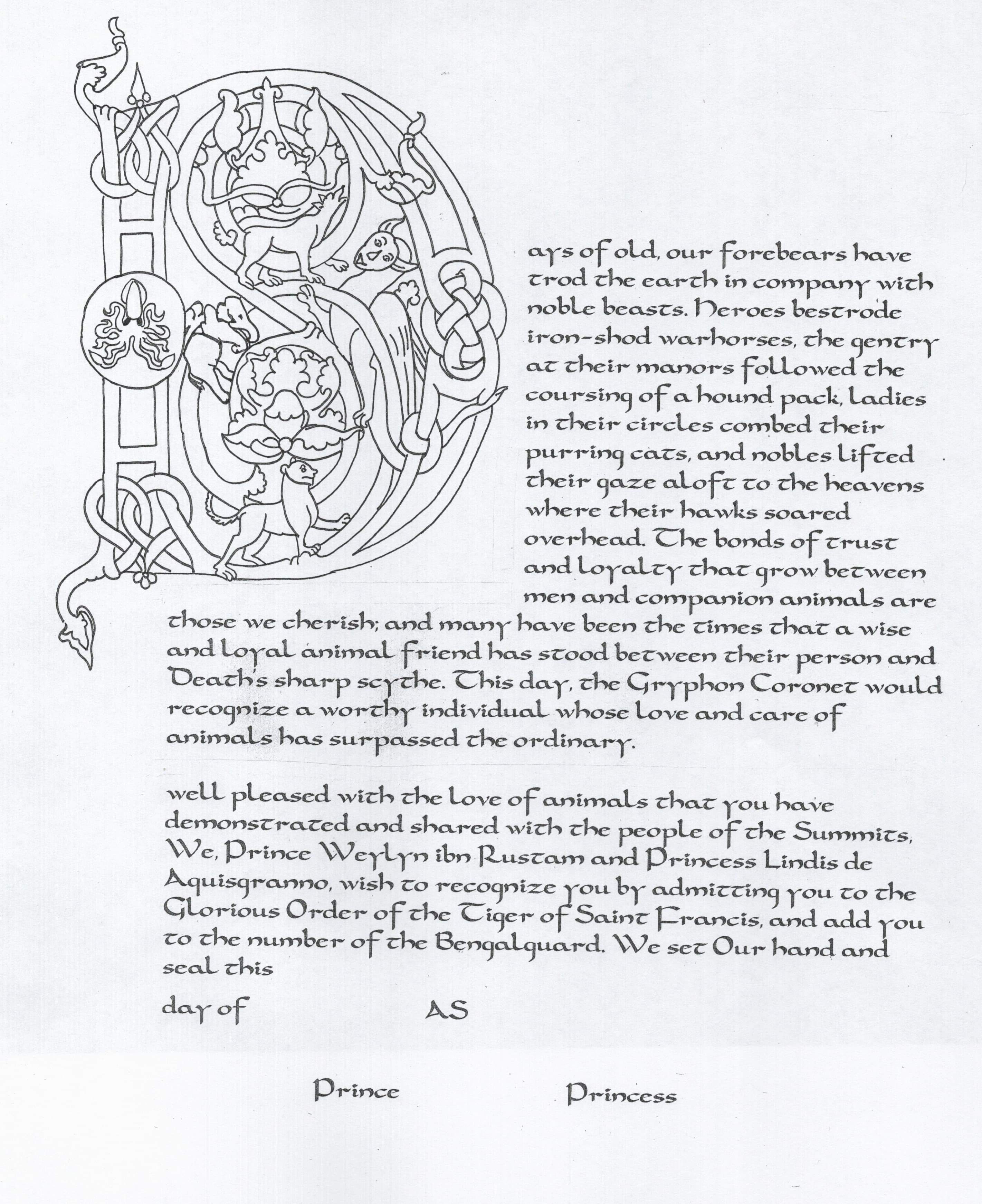An Tir – Lizzies SCA Scribal Project